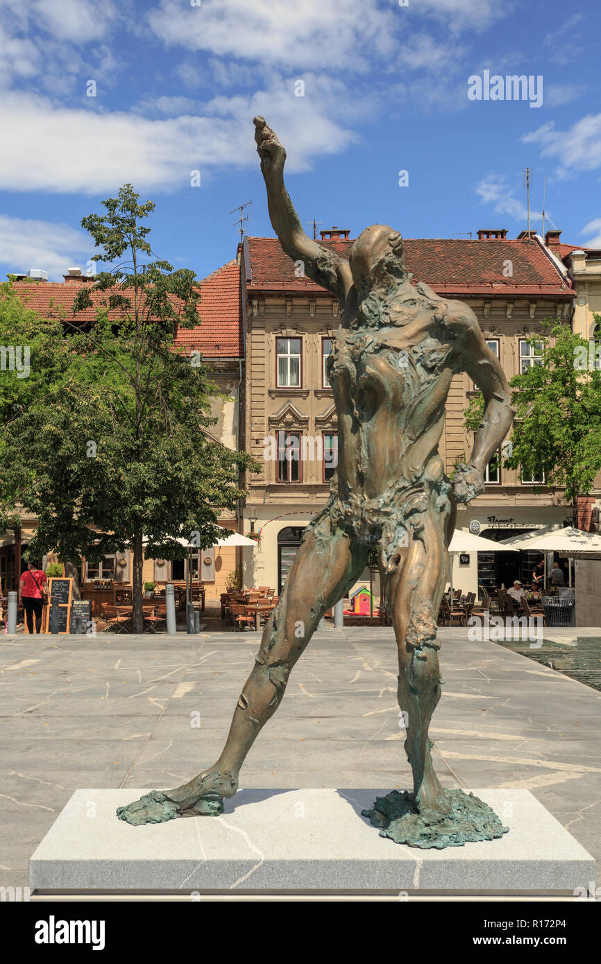 LJUBLJANA, SLOVENIA - JUNE 28, 2015: Statue of Prometheus by the ...