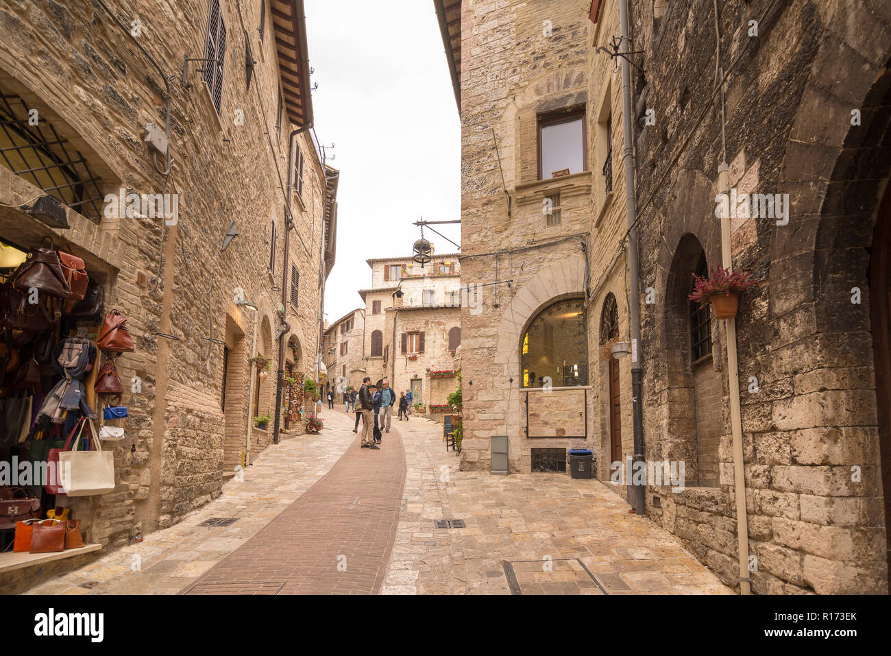 ASSISI, ITALY - OCTOBER 27, 2018: medieval alleys in Assisi Stock Photo ...