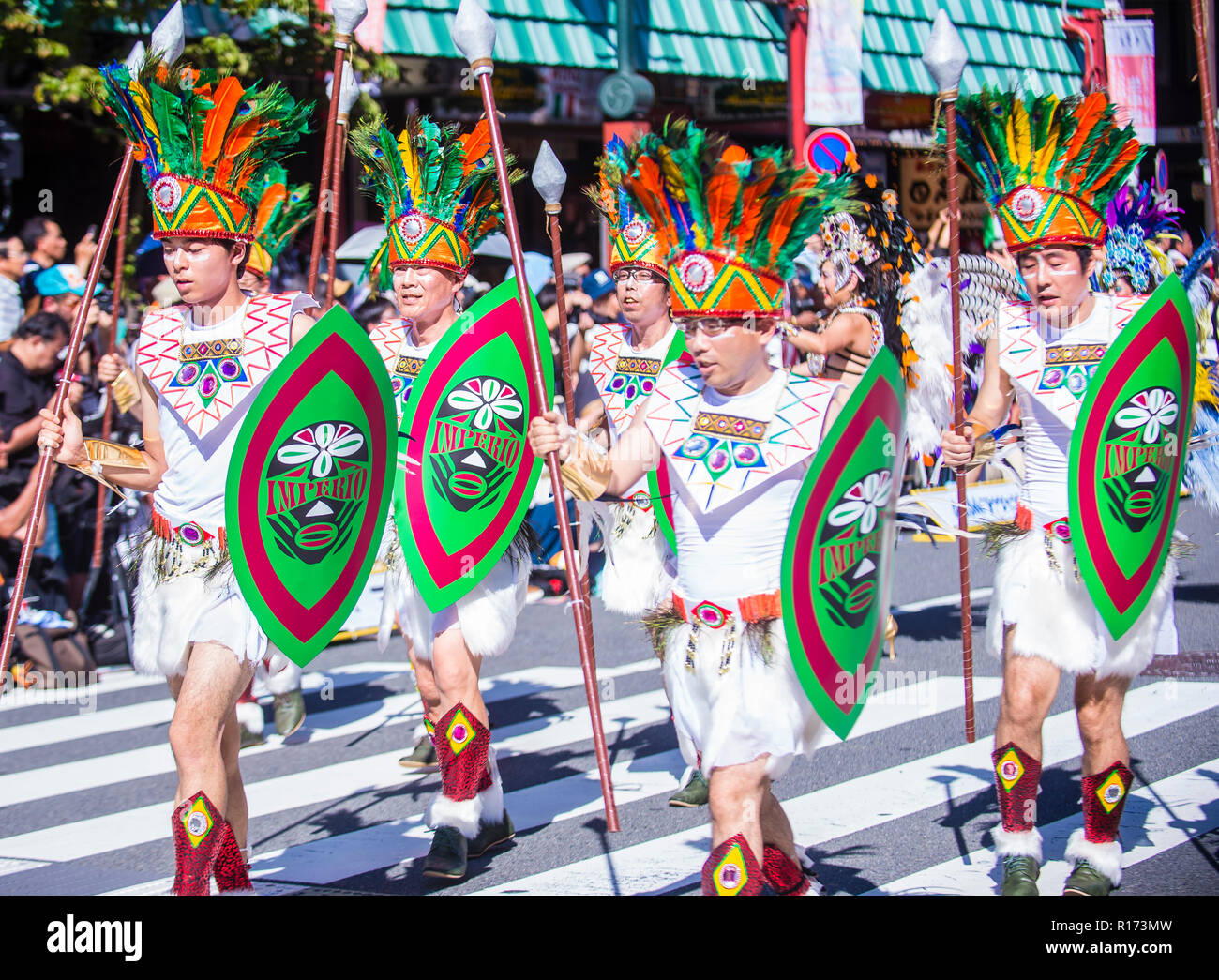 Participants in the Asakusa samba carnival in Tokyo Japan Stock Photo ...