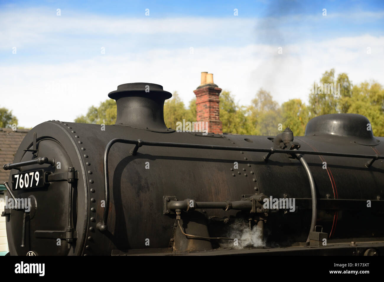The smokebox and chimney of BR Standard Class 4MT No 76079 at Grosmont ...