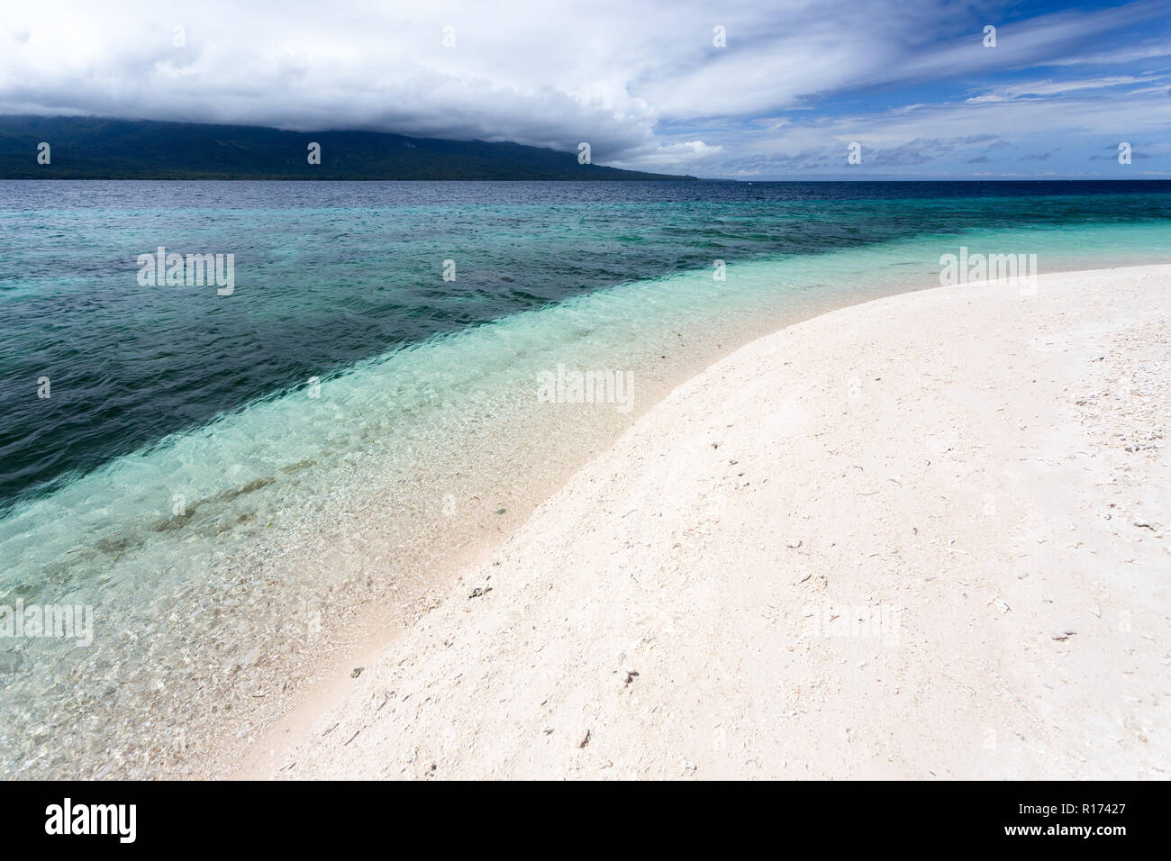 Tropical white beach with coral sand, Camiguin island, Philippines ...