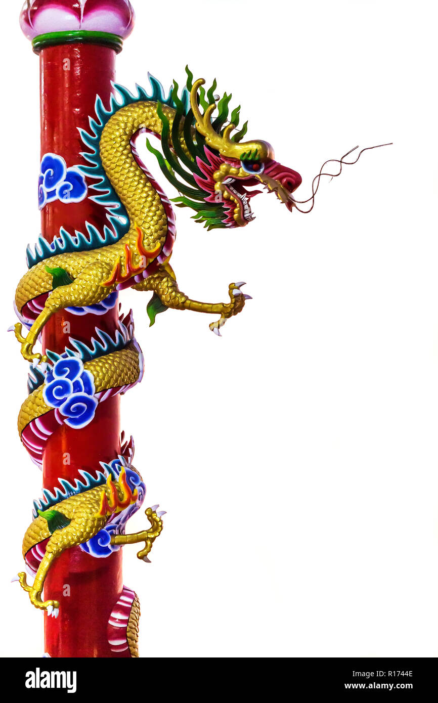 Chinese dragon religious statue isolated on white background Stock ...