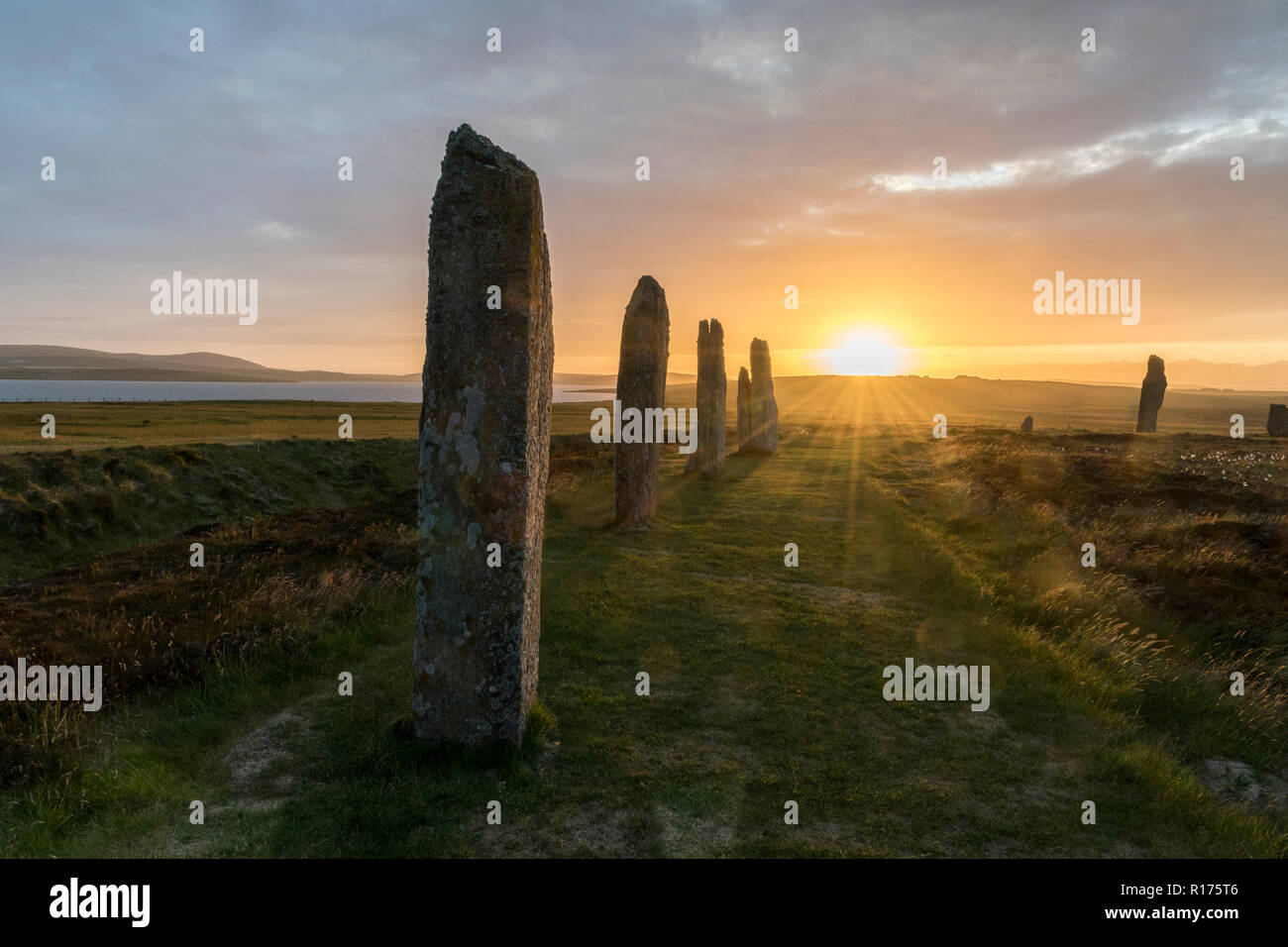 Orkney at Ring of Brodgar neolithic standing stones, stone circle ...