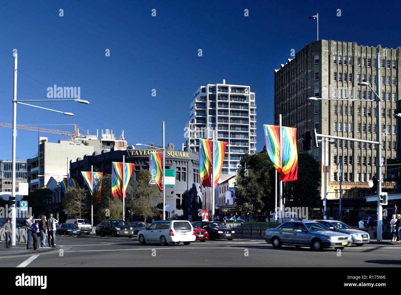 Rainbow flags, the international flag of the gay community, seen at ...