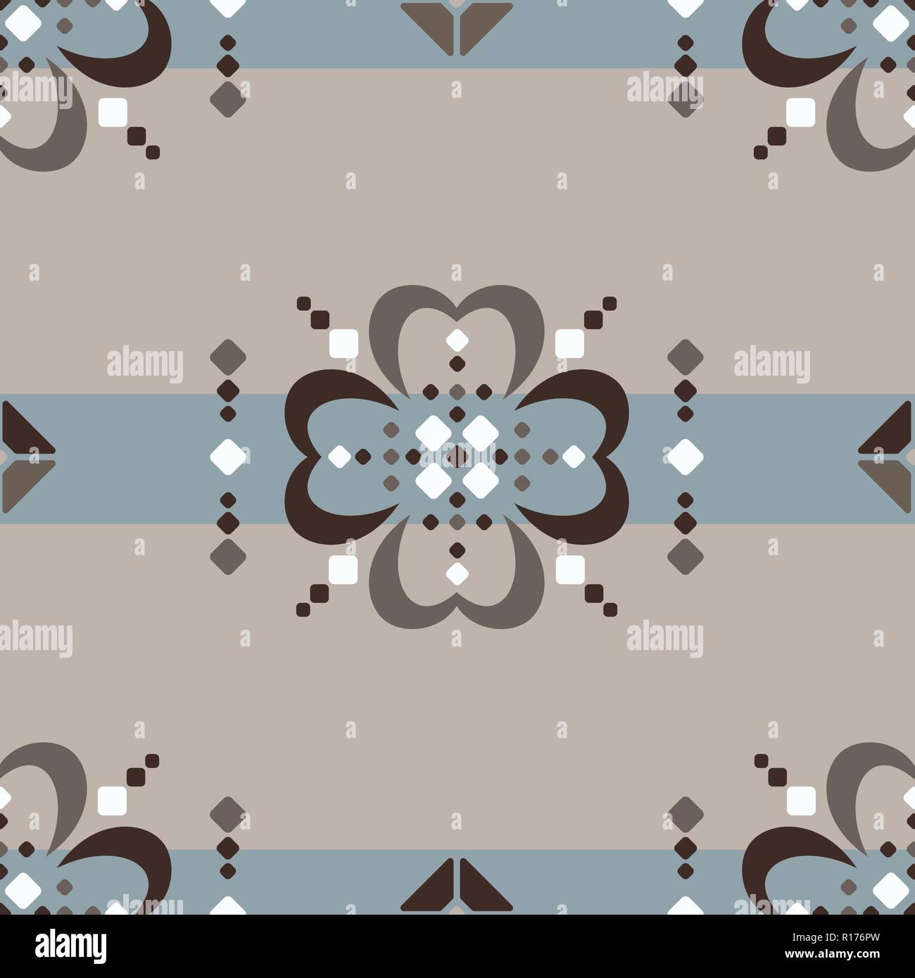 Fair Isle style vector seamless abstract pattern with brown white ...
