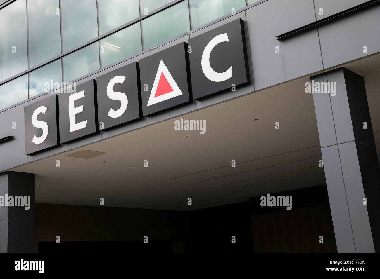 A logo sign outside of the the headquarters of SESAC in Nashville ...