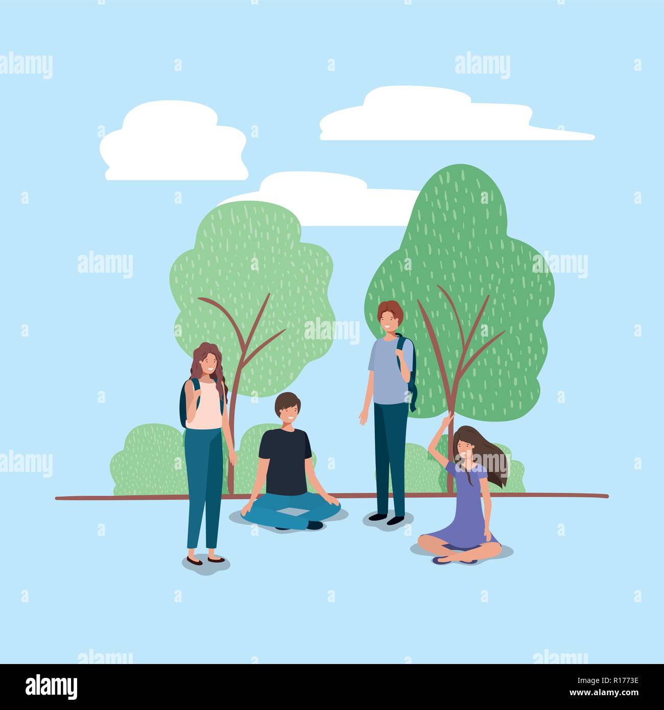 young people on the park characters Stock Vector Image & Art - Alamy
