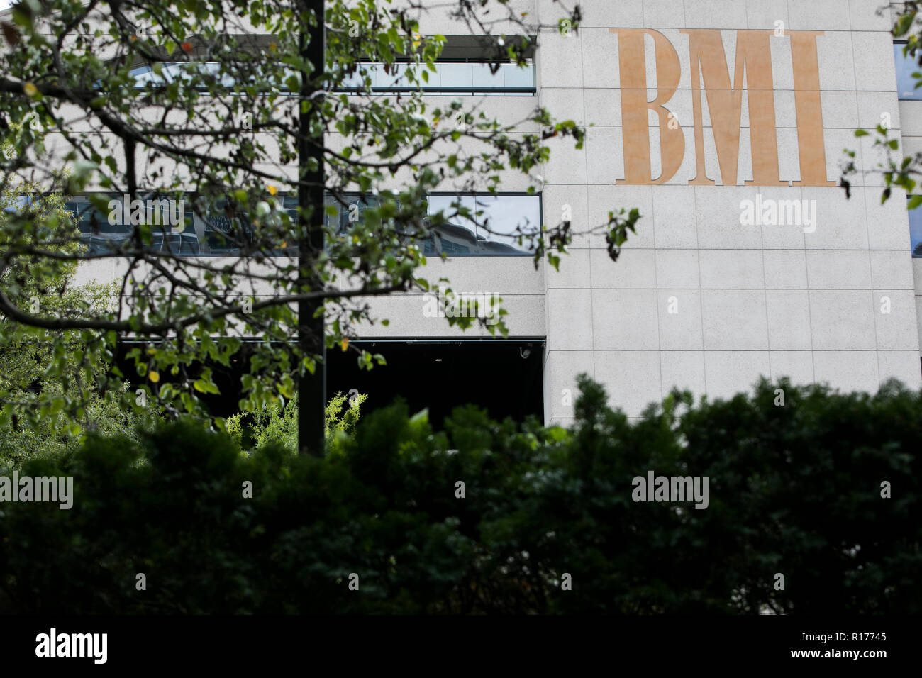 A logo sign outside of a facility occupied by Broadcast Music, Inc ...