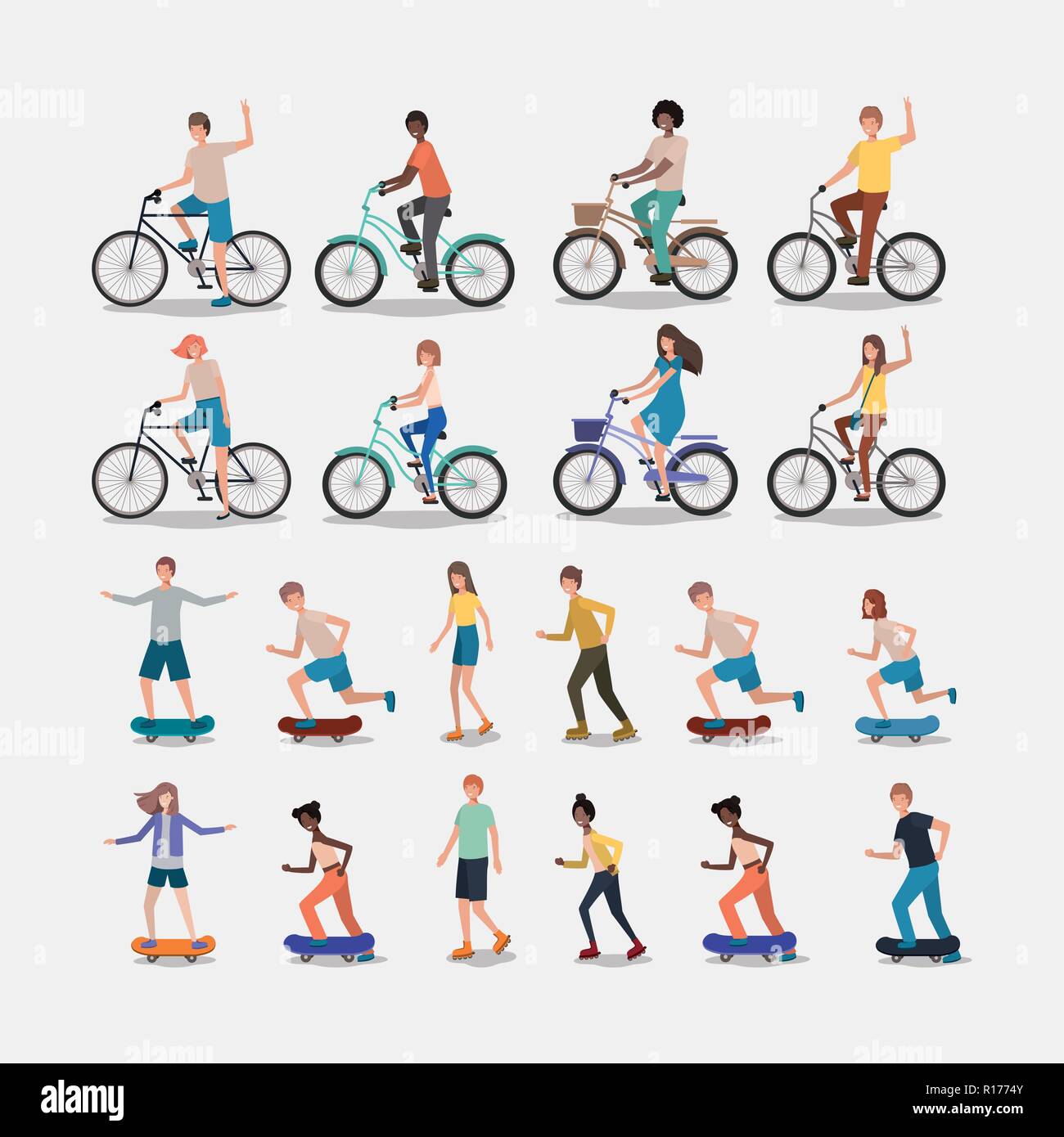 group of people practicing sports Stock Vector Image & Art - Alamy