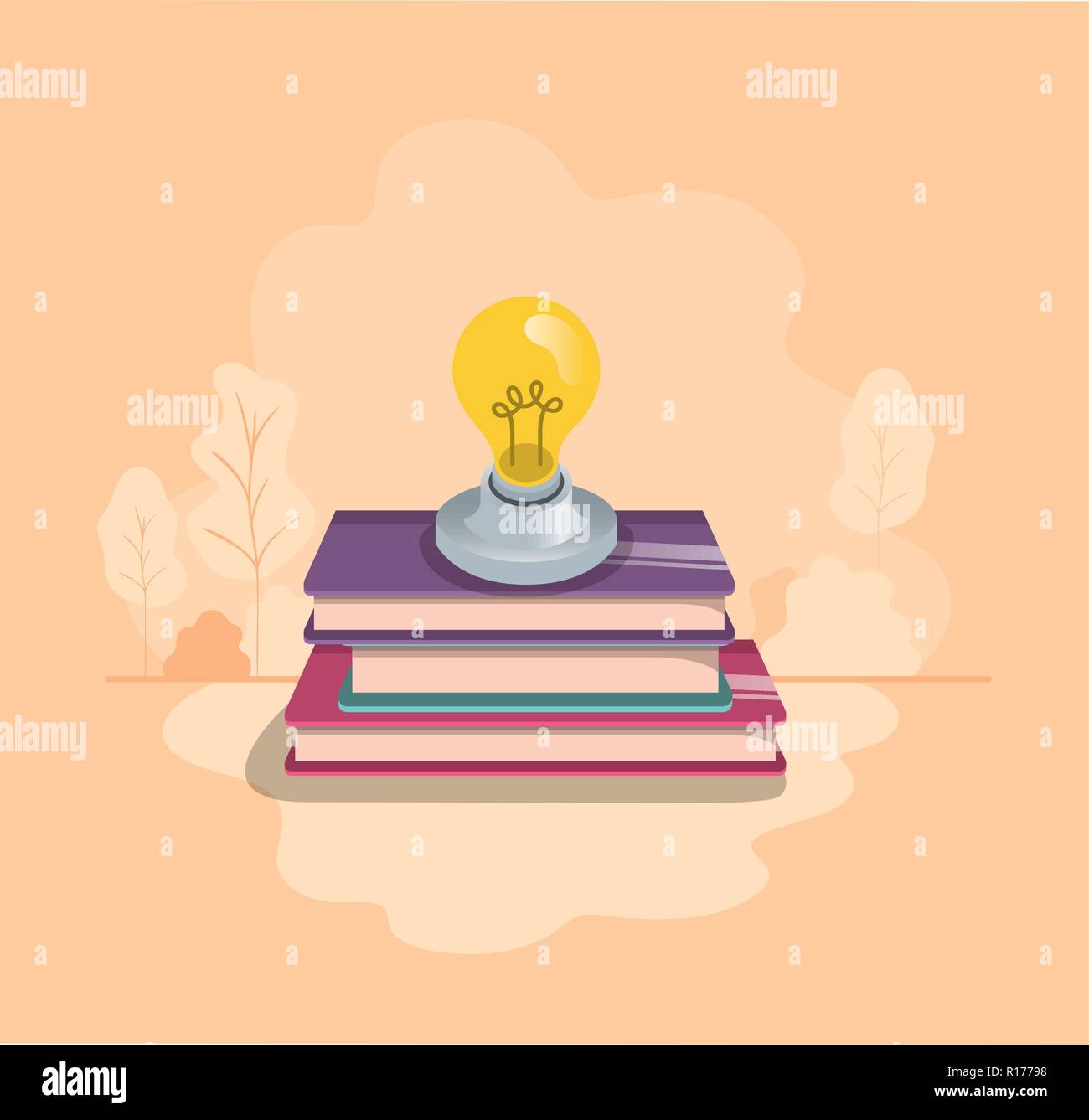 light bulb with books isolated icon Stock Vector Image & Art - Alamy