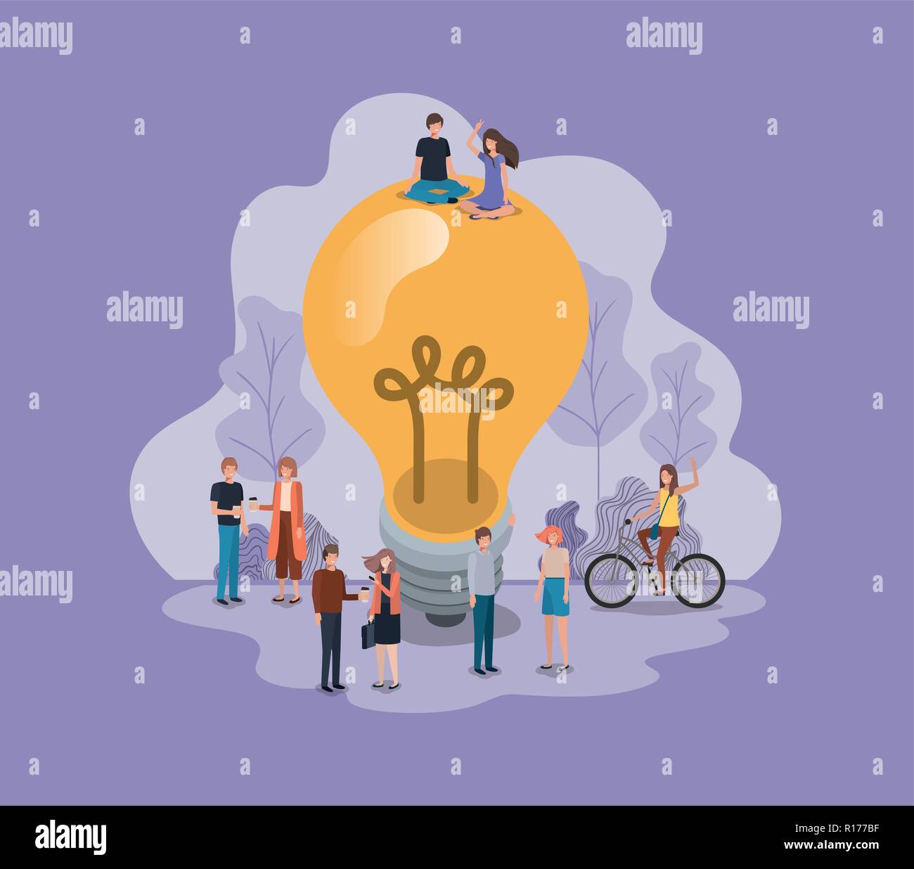 group of people with lightbulb avatar character Stock Vector Image ...