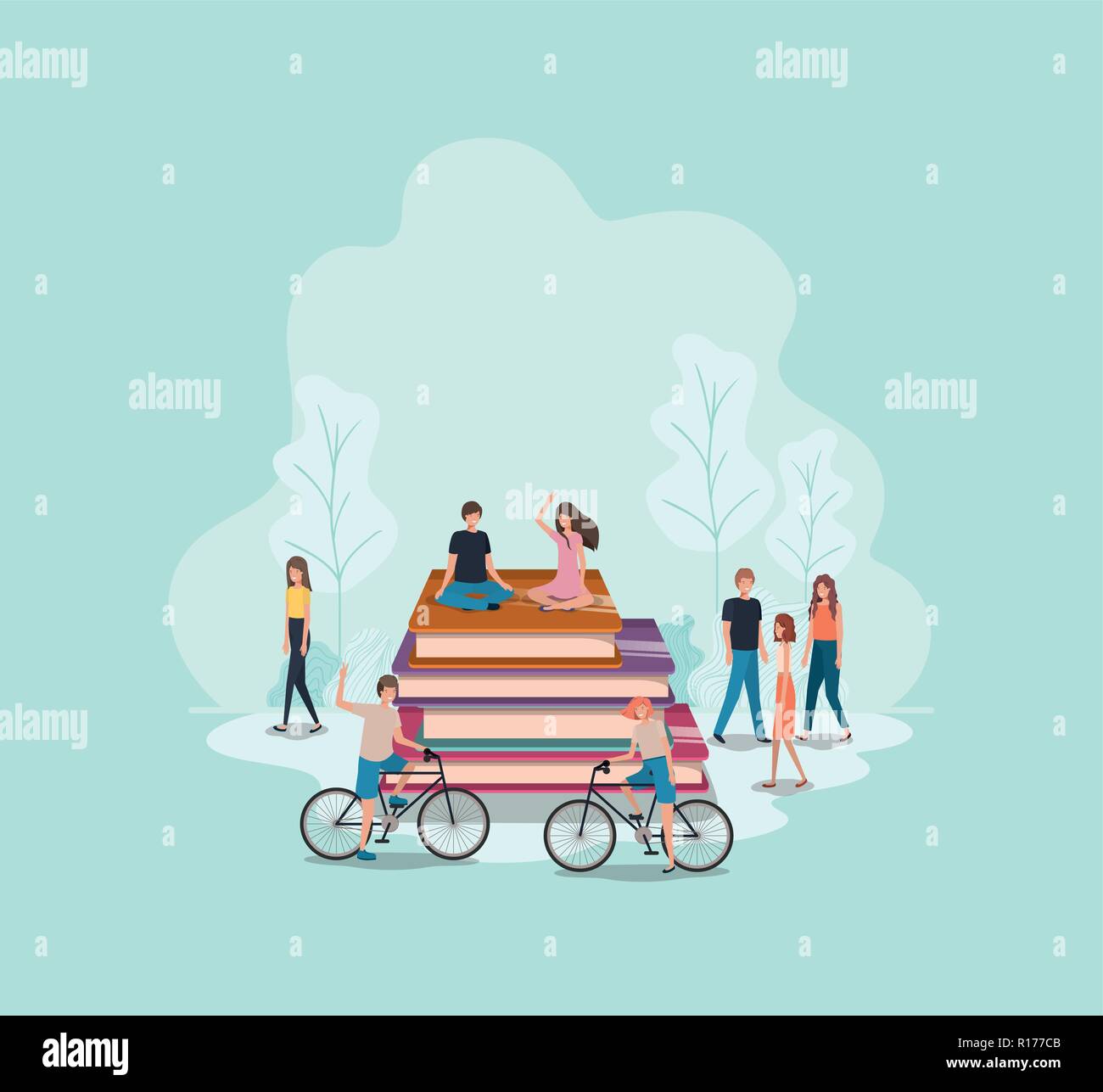 group of people with books avatar character Stock Vector Image & Art ...