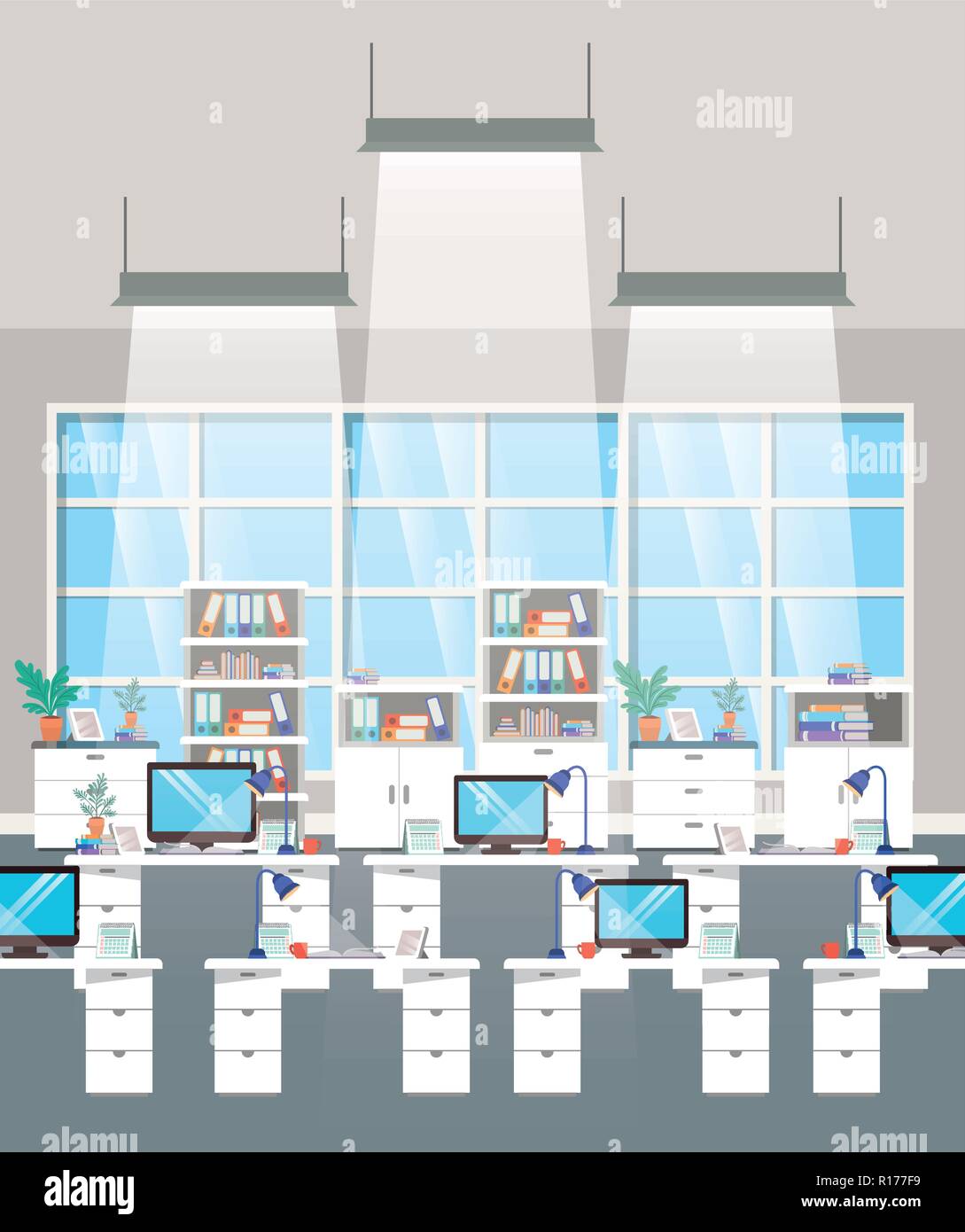 modern office workplace teamwork scene Stock Vector Image & Art - Alamy