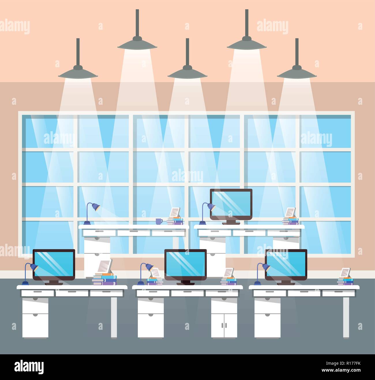 modern office workplace teamwork scene Stock Vector Image & Art - Alamy