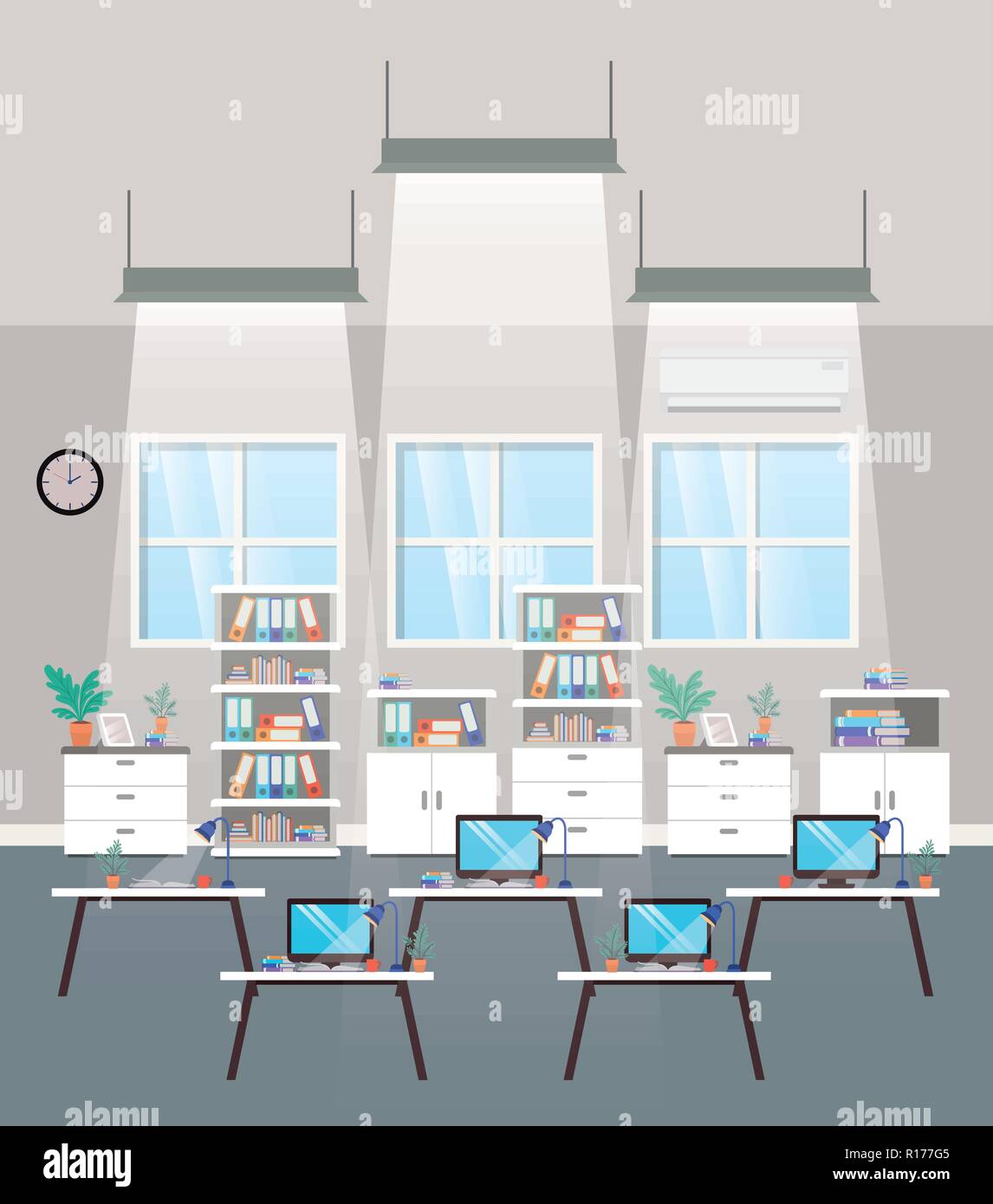 modern office workplace teamwork scene Stock Vector Image & Art - Alamy