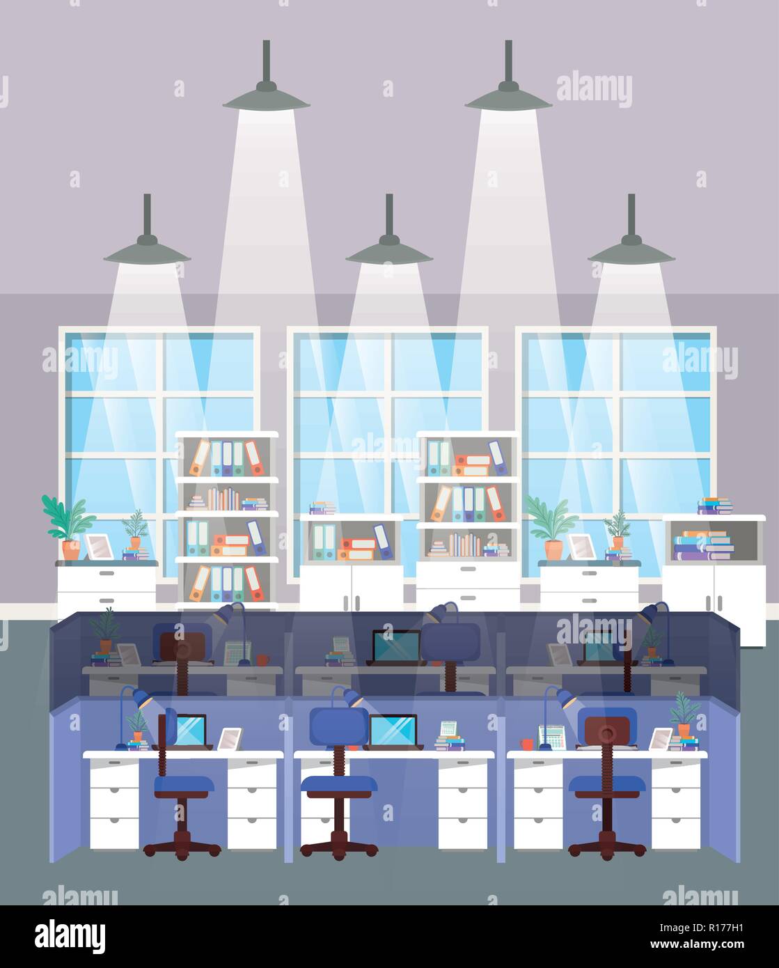 modern office workplace teamwork scene Stock Vector Image & Art - Alamy