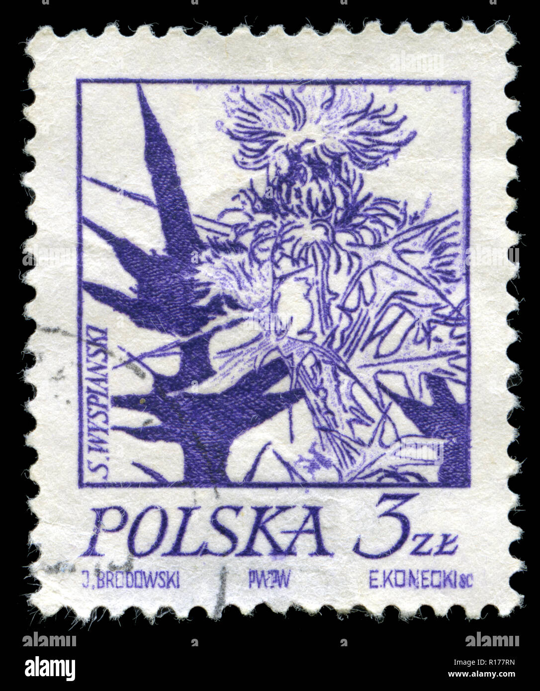 Postage stamp from the Poland in the Wyspianski's flower drawings ...