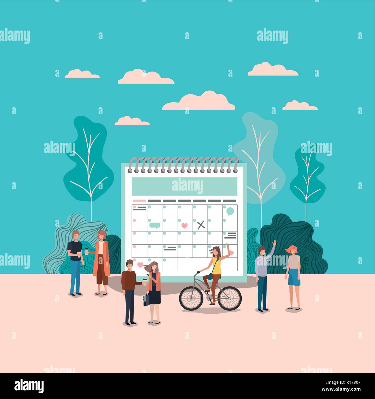 mini people with calendar reminder Stock Vector Image & Art - Alamy