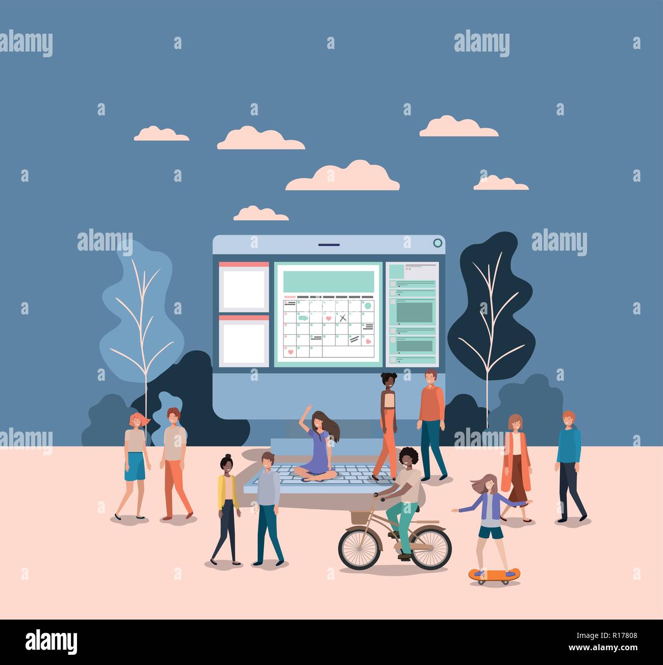 mini people working in computer desktop Stock Vector Image & Art - Alamy