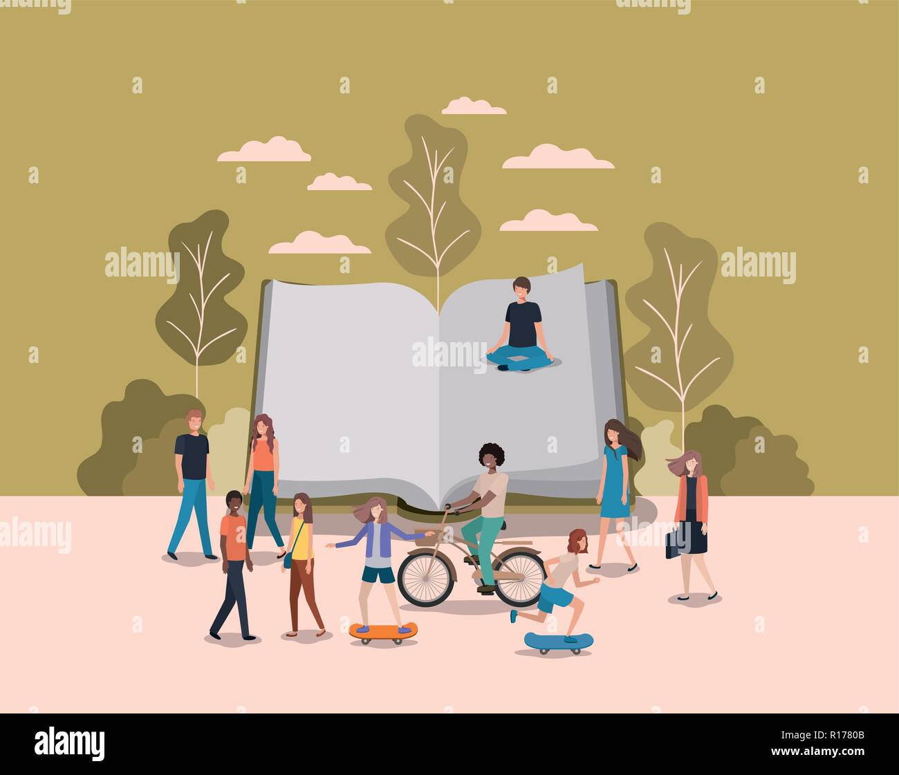 group of people with book avatars characters Stock Vector Image & Art ...