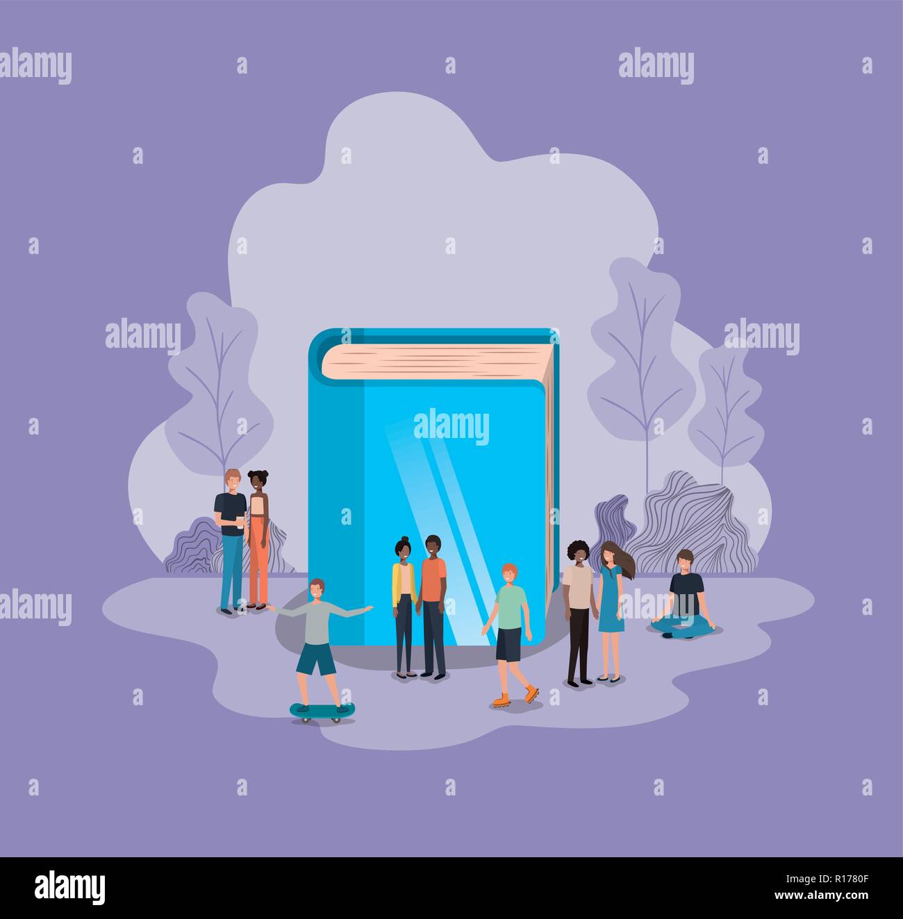 group of people with book avatars characters Stock Vector Image & Art ...