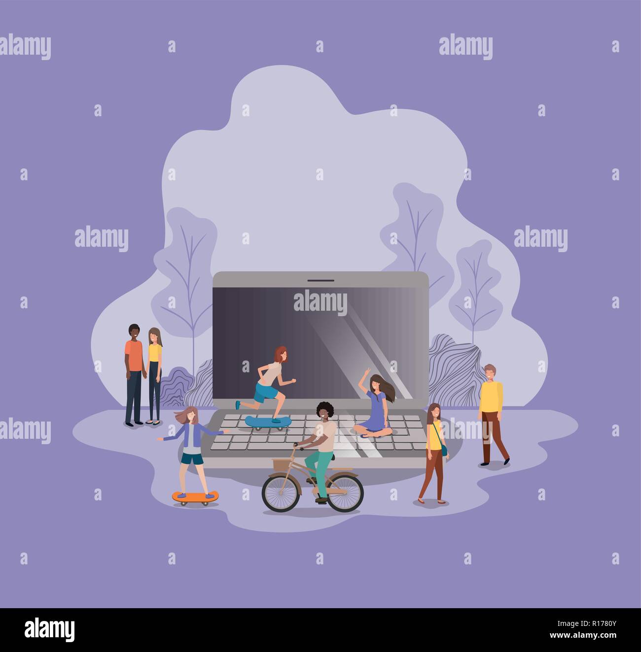 mini people with laptop computer Stock Vector Image & Art - Alamy