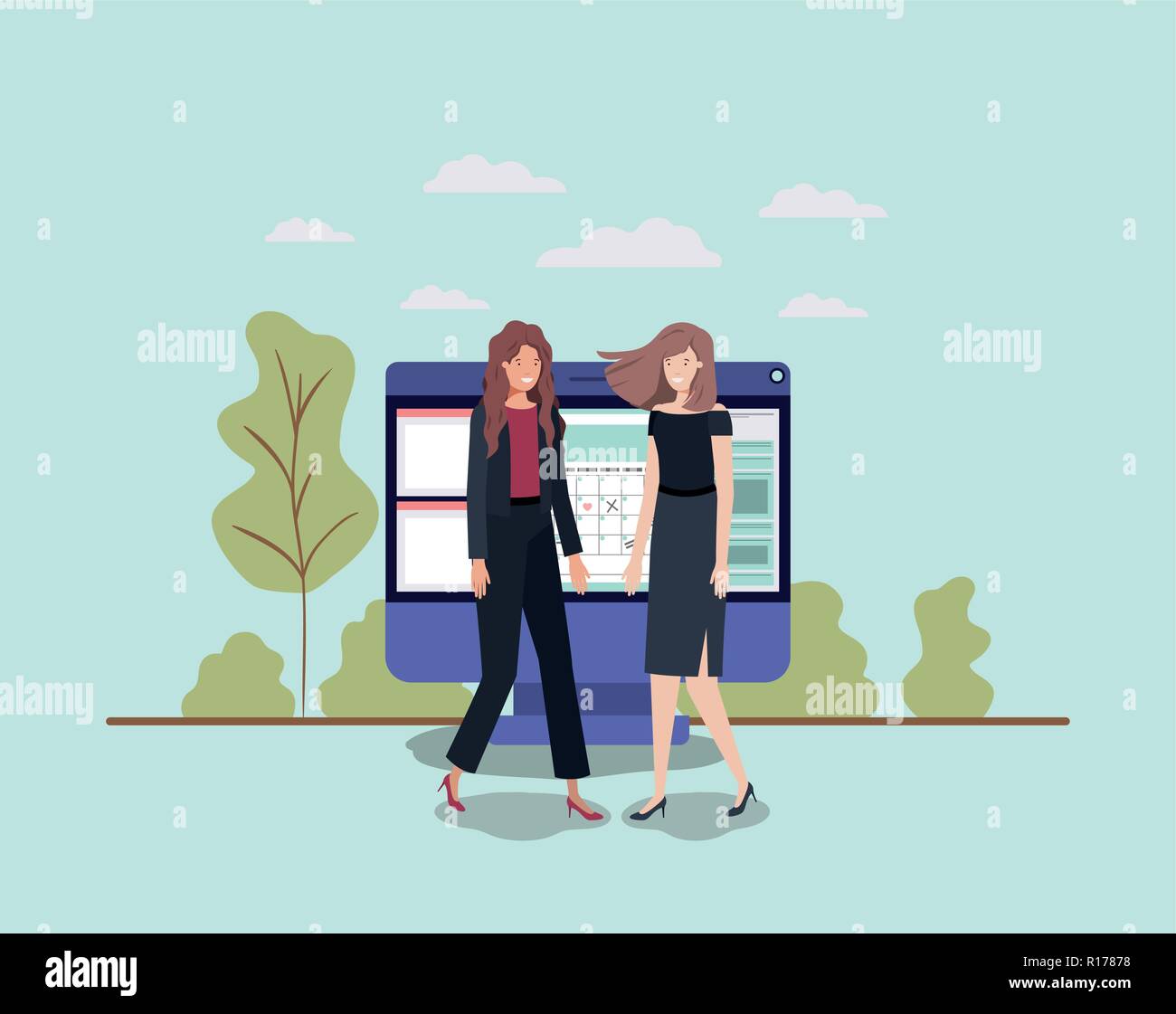 mini people working in computer desktop Stock Vector Image & Art - Alamy