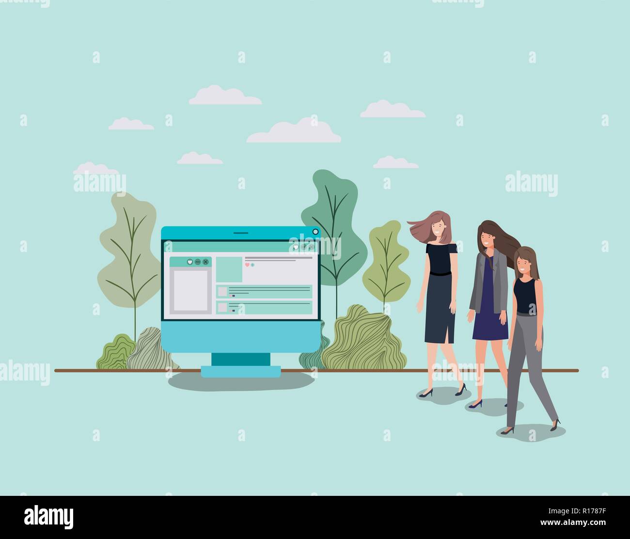 mini people working in computer desktop Stock Vector Image & Art - Alamy
