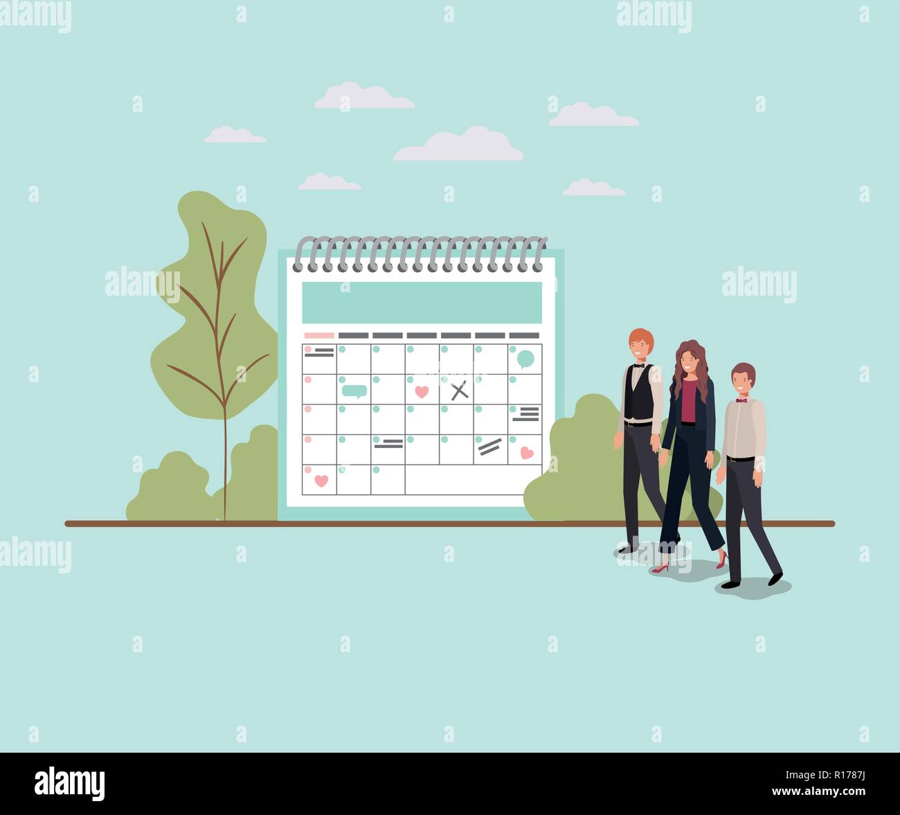 mini people with calendar reminder Stock Vector Image & Art - Alamy