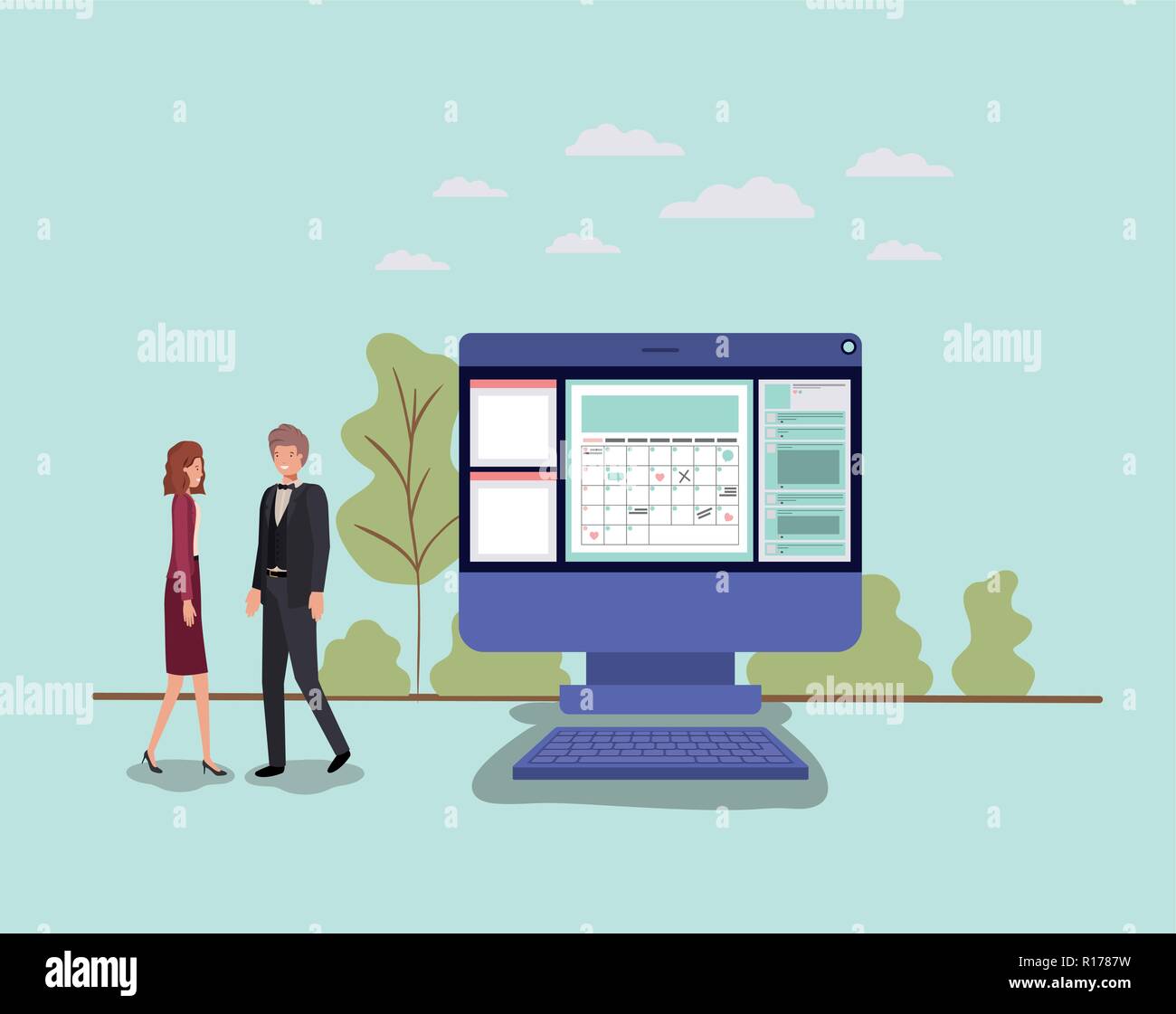 mini people working in computer desktop Stock Vector Image & Art - Alamy