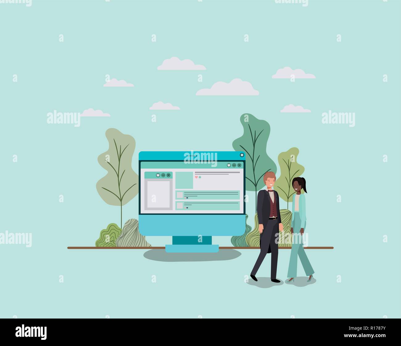 mini people working in computer desktop Stock Vector Image & Art - Alamy