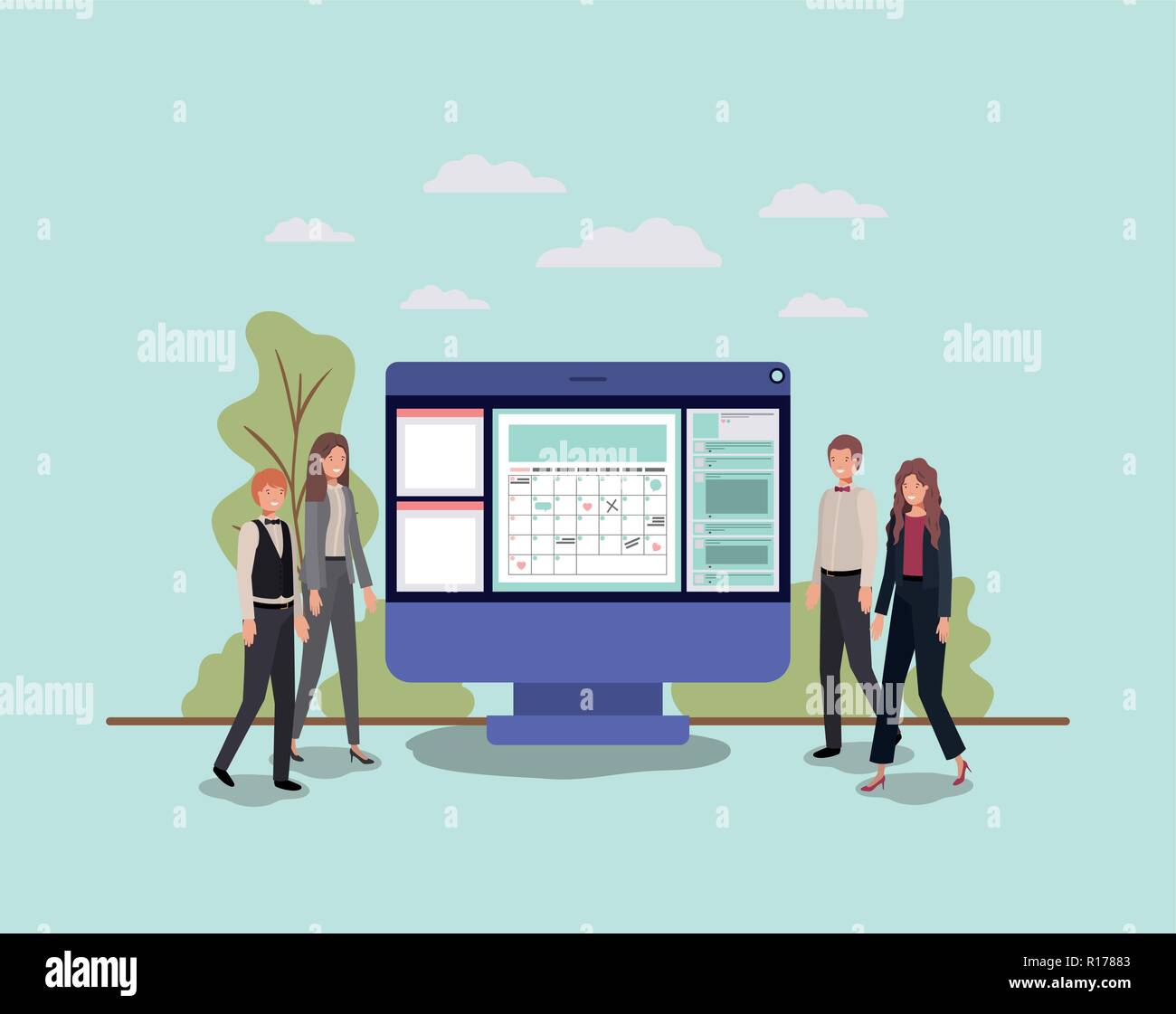 mini people working in computer desktop Stock Vector Image & Art - Alamy
