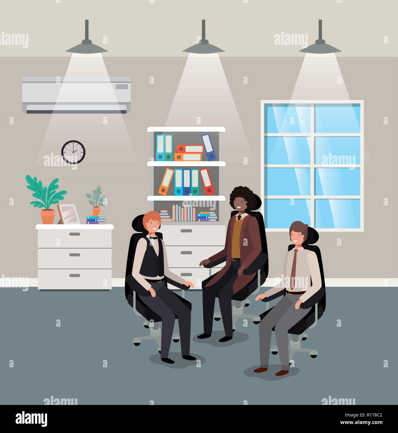 modern office with businessman sitting Stock Vector Image & Art - Alamy
