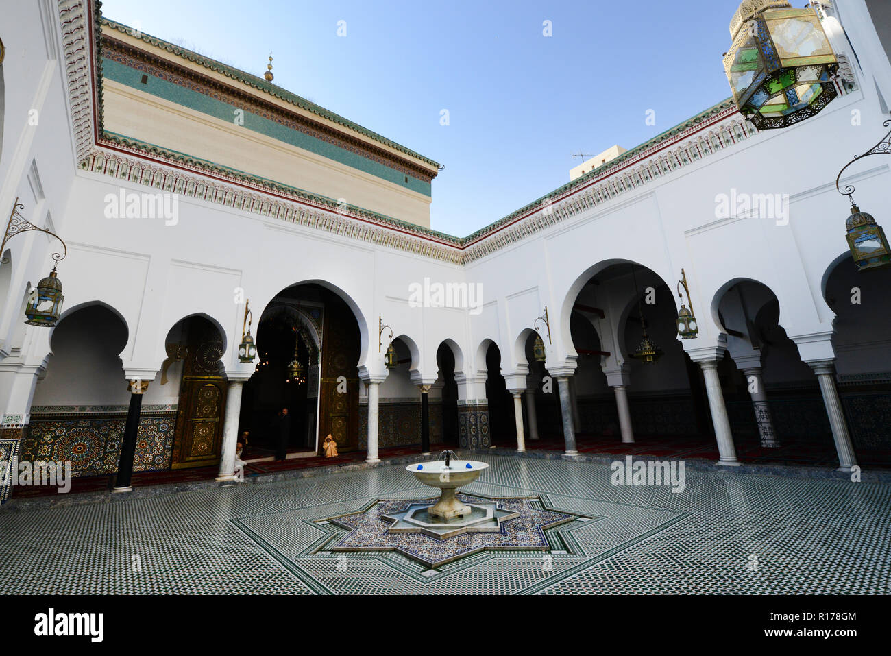 The beautiful Zaouia Moulay Idriss II Mausoleum in Fes, Morocco Stock ...