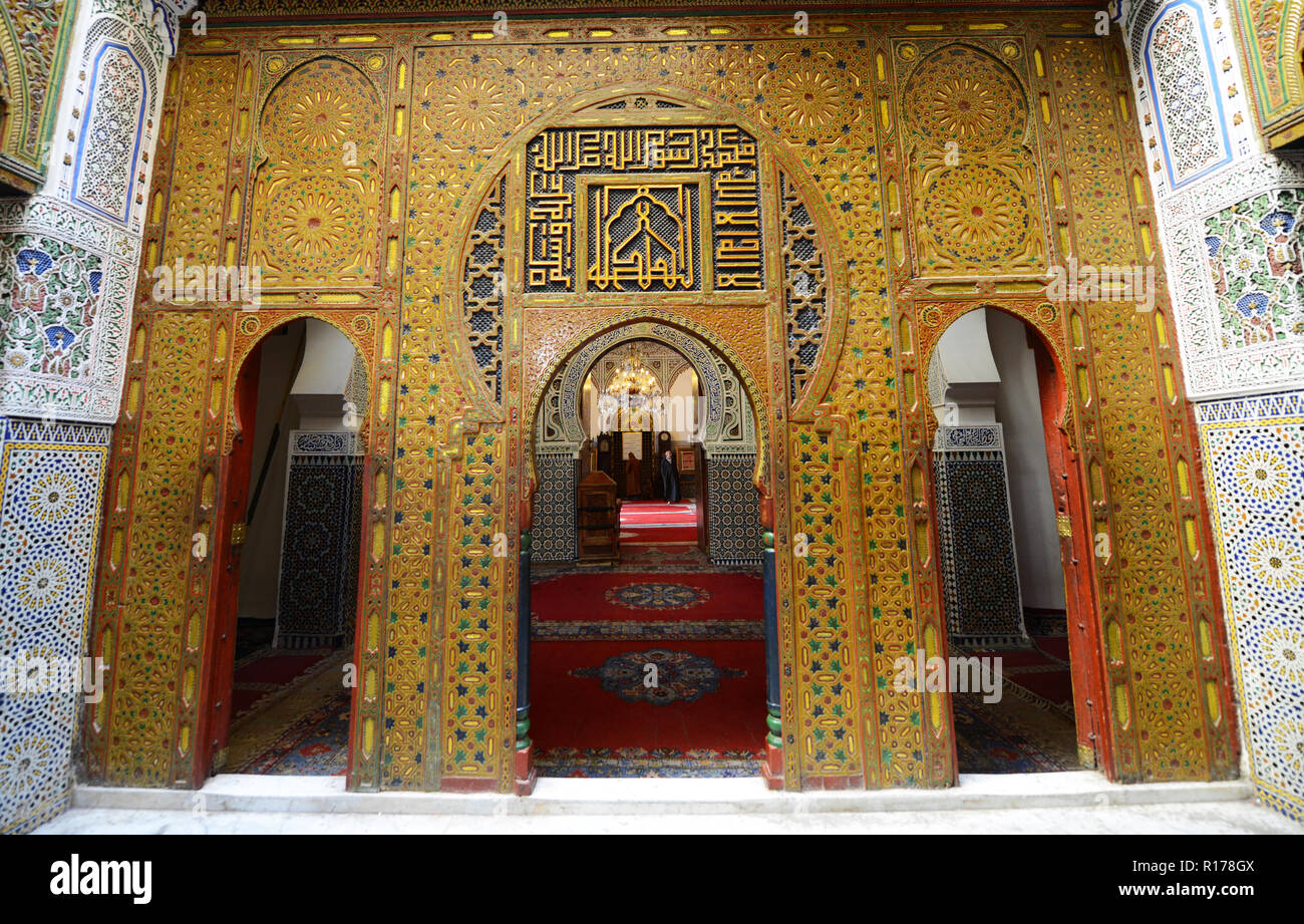 The beautiful Zaouia Moulay Idriss II Mausoleum in Fes, Morocco Stock ...