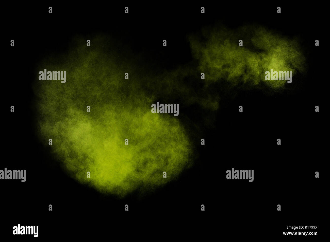 Light green powder explosion on black background. Colored powder cloud ...