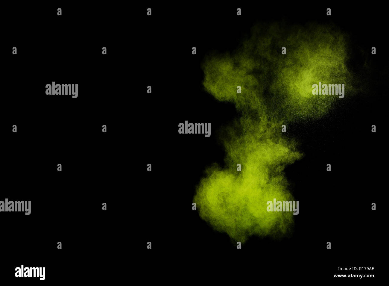 Light green powder explosion on black background. Colored powder cloud ...