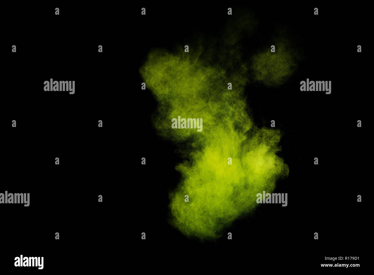 Light green powder explosion on black background. Colored powder cloud ...