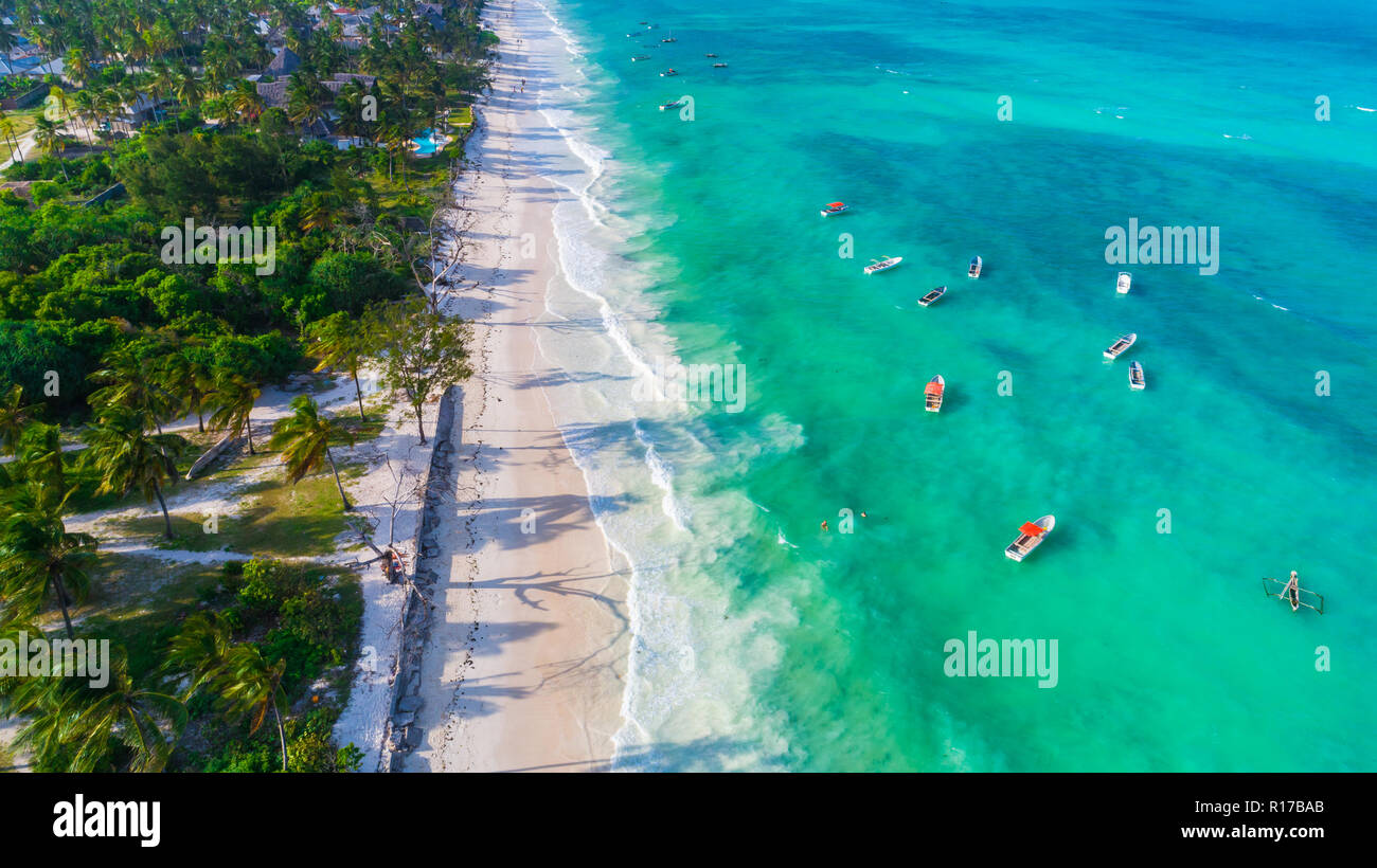 Aerial. Paje village, Zanzibar, Tanzania Stock Photo - Alamy
