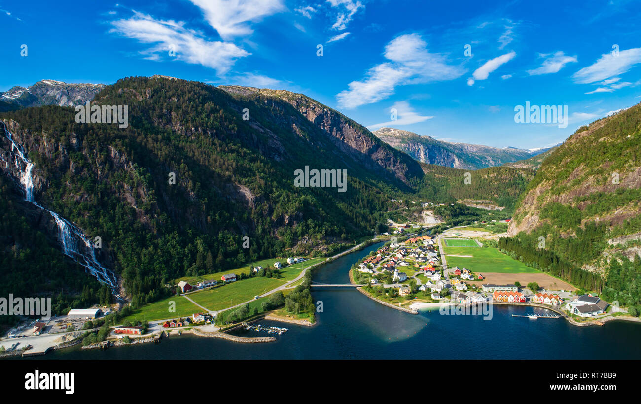 Aerial photo of Modalen village. Hordaland, Norway Stock Photo - Alamy