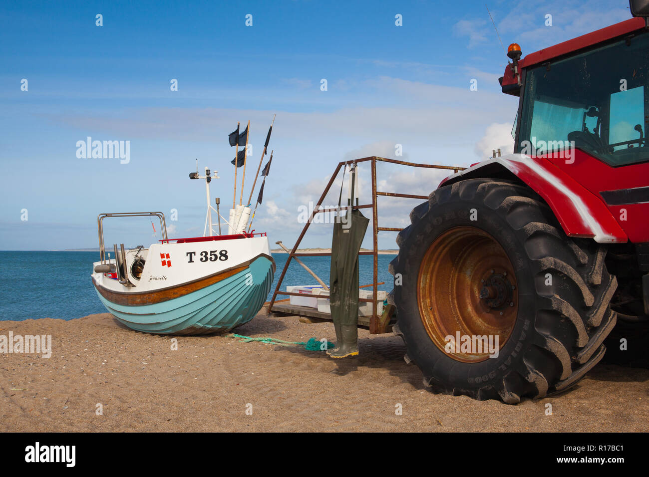 Klitmoller, Denmark-August 15,2018: The boats on the beach in ...