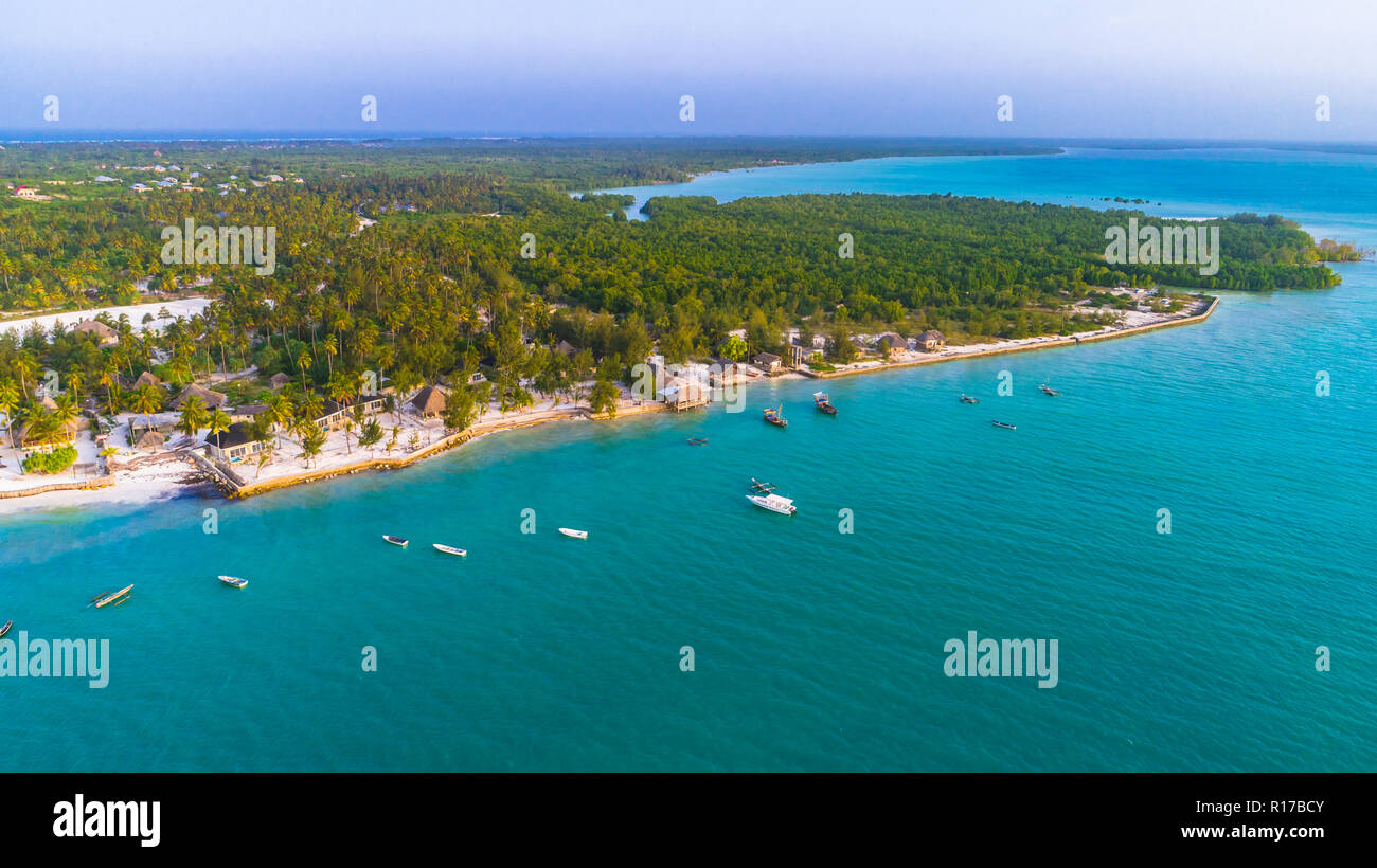 Aerial. Paje village, Zanzibar, Tanzania Stock Photo - Alamy