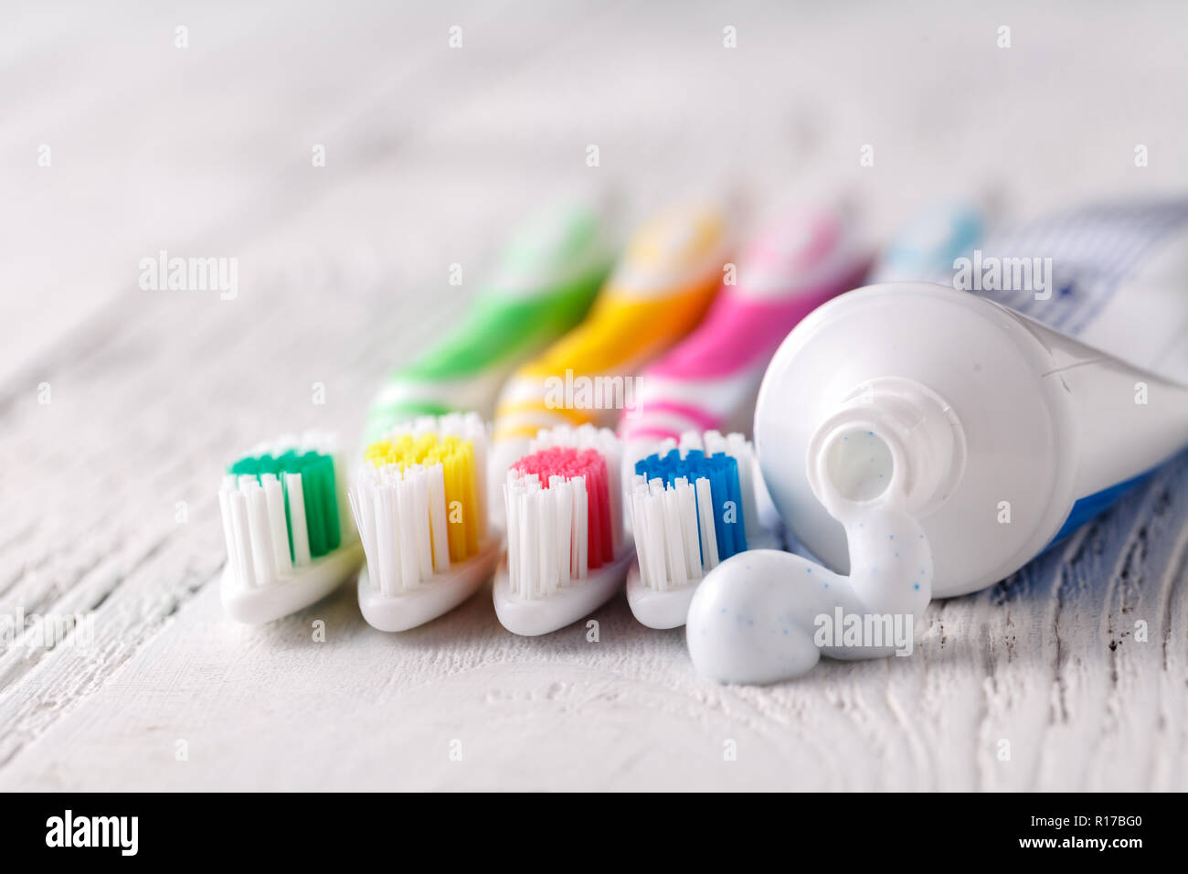 Tube of toothpaste with breath strips. White background. Closeup Stock ...