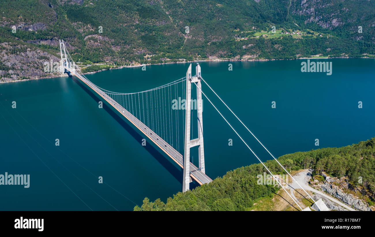 The Hardanger Bridge is a suspension bridge across the Eidfjorden ...