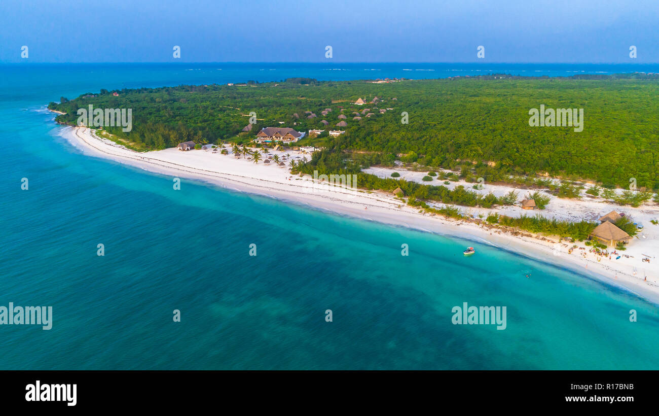 Aerial. Paje village, Zanzibar, Tanzania Stock Photo - Alamy
