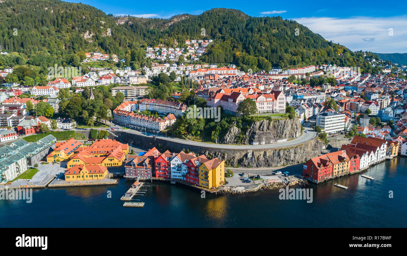 Bergen old town aerial view. Bergen, Norway Stock Photo - Alamy