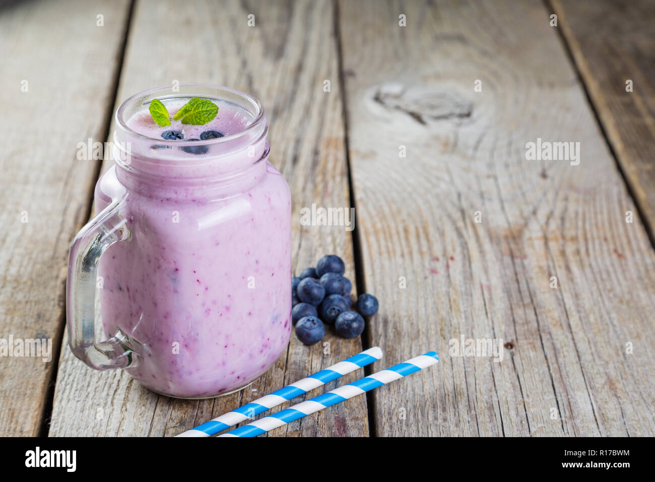 Healthy blueberry yogurt smoothie hi-res stock photography and images ...