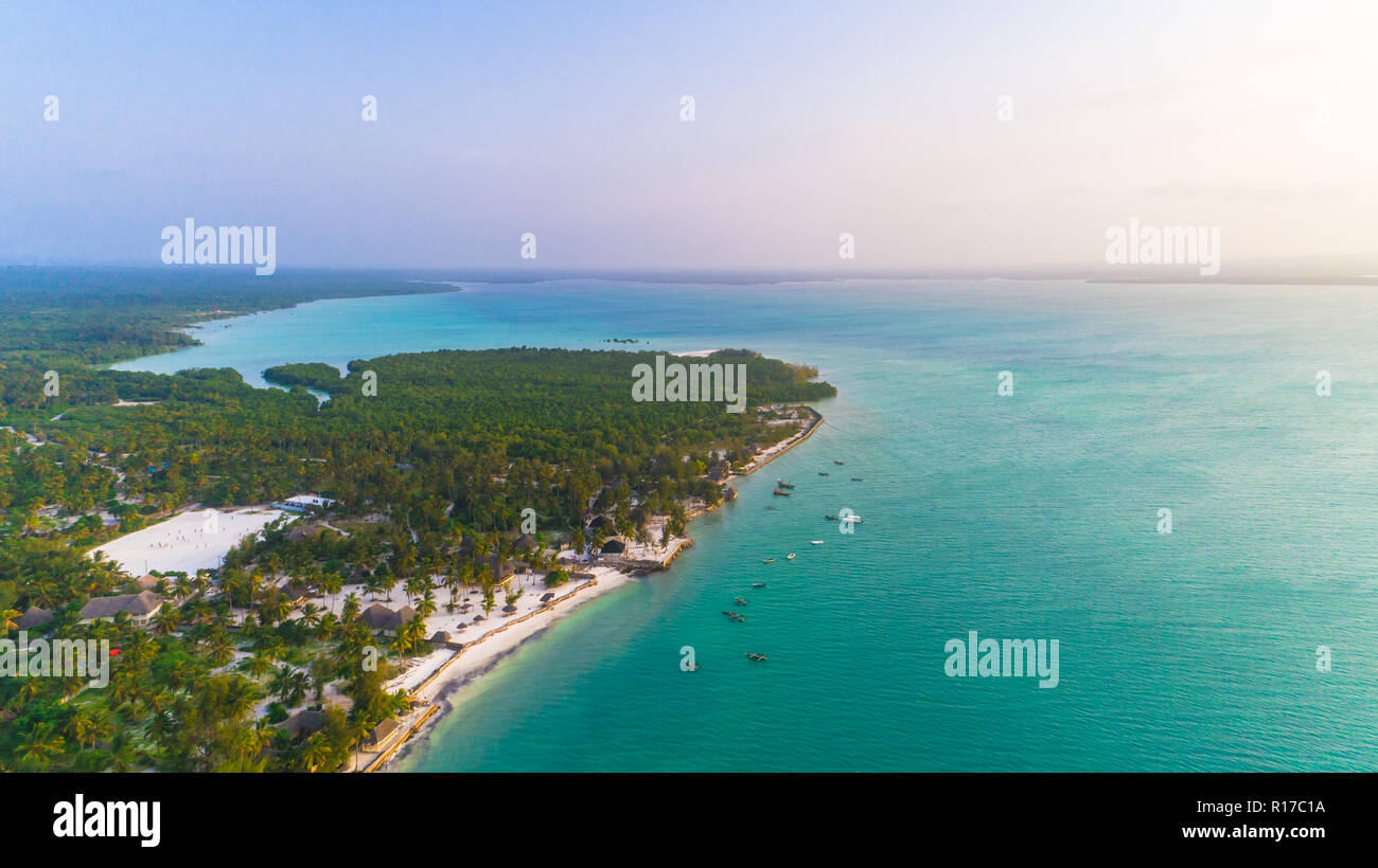 Aerial. Paje village, Zanzibar, Tanzania Stock Photo - Alamy