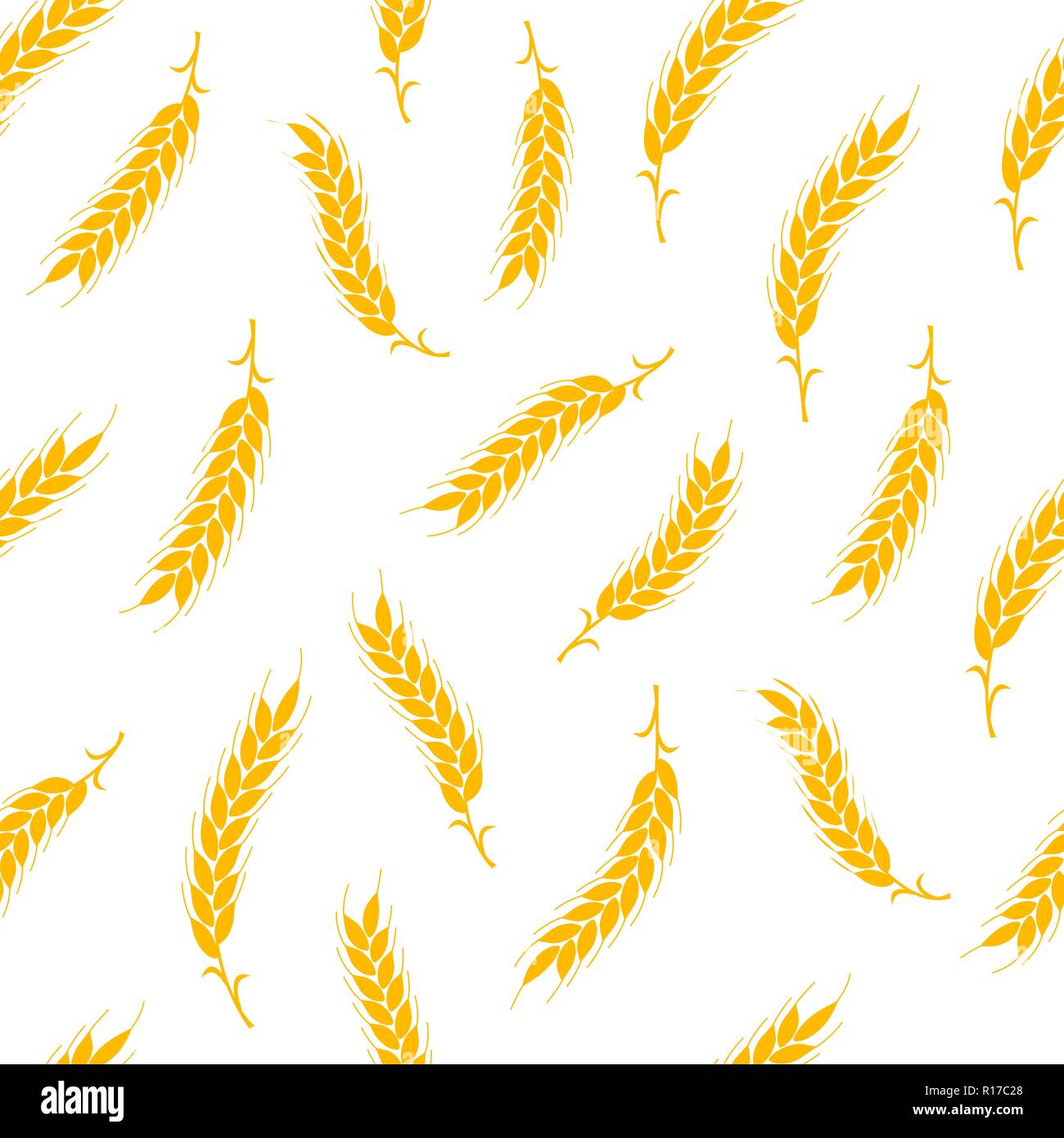 Seamless pattern. Simple vector ears of wheat isolated on white ...