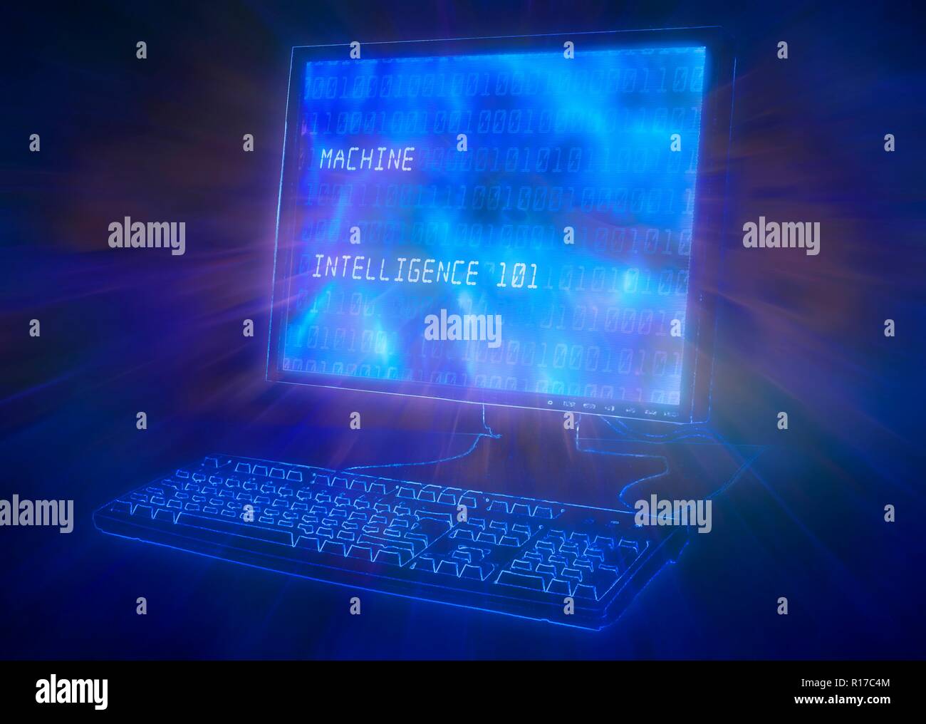 Conceptual illustration representing machine intelligence, or ...